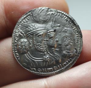 SASANIAN KINGS. Vahrām (Bahram) II, with Queen and Prince 4. AD 276-293 ...