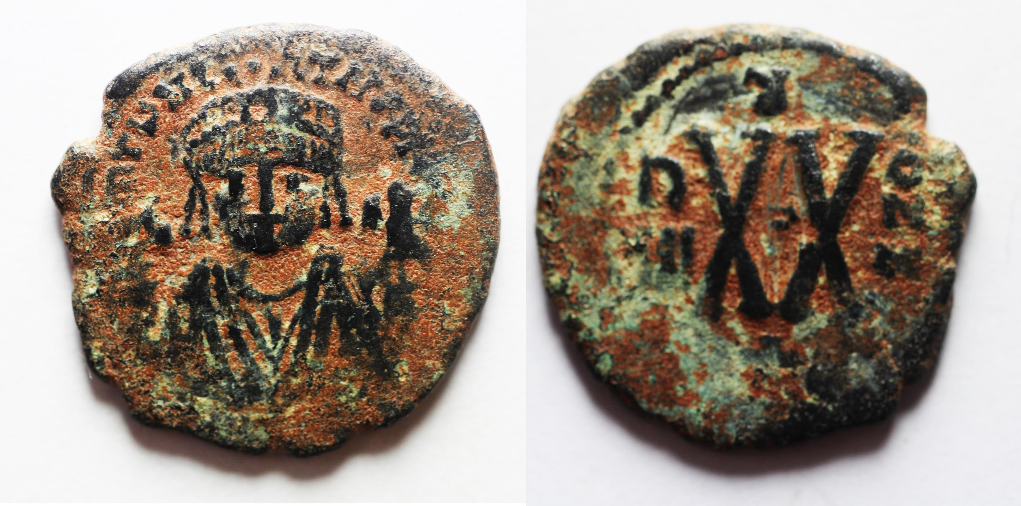 Byzantine. Maurice Tiberius AE HALF FOLLIS | Byzantine Coins