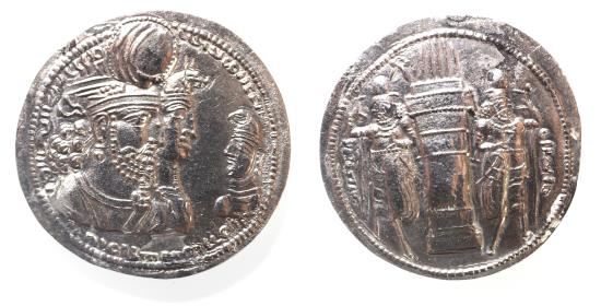 SASANIAN KINGS. Vahrām (Bahram) II, with Queen and Prince 4. AD 276-293 ...