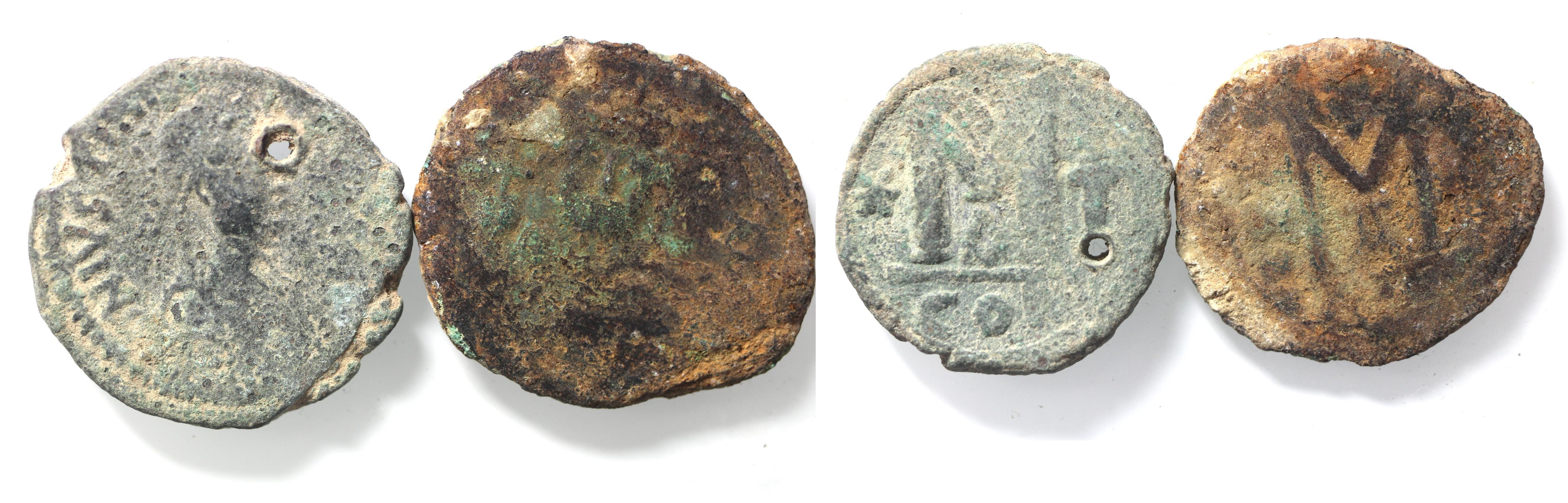 AS FOUND: BYZANTINE . LOT OF 2 BRONZE FOLLIS COINS. | Lots & Collections