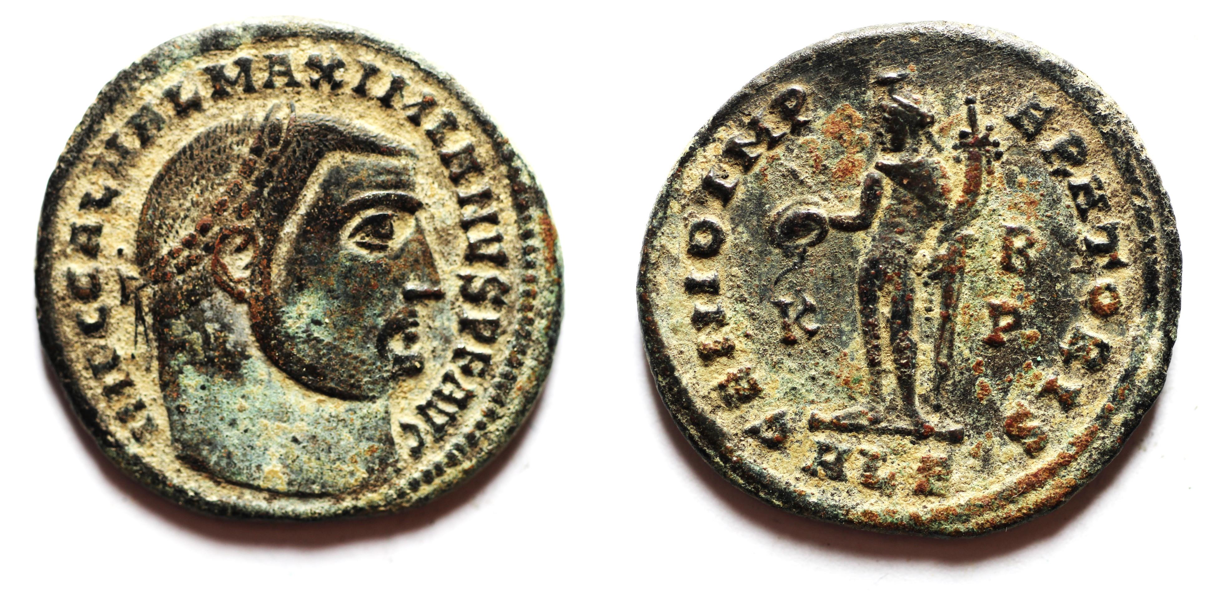 MAXIMINUS II AE FOLLIS. ORIGINAL DESERT PATINA. ALEXANDRIA | Roman ...