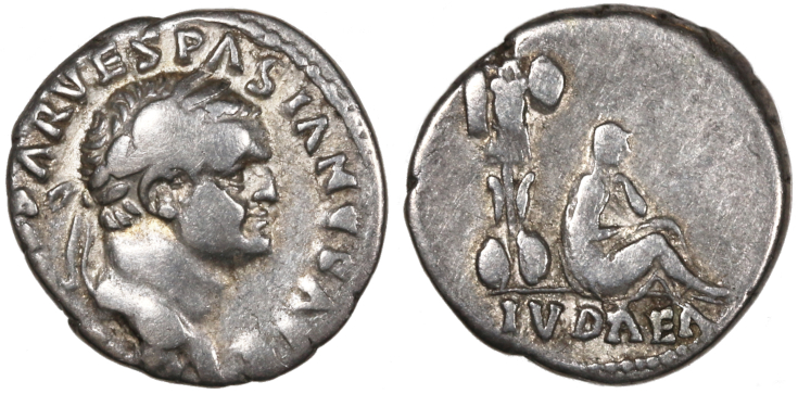 Vespasian Judaea Capta AR Denarius, IVDAEA, 70 C.E. | Roman Imperial Coins