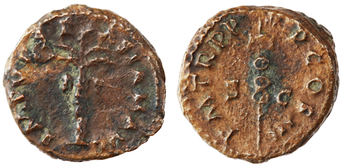 Vespasian Judaea Capta AE Quadrans, RARE! VF/VF+, 71 C.E. | Roman ...