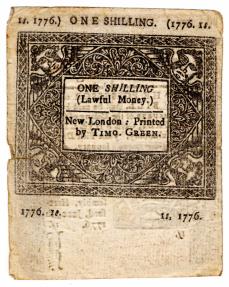 Colonial Note - Connecticut One Shilling, June 7th 1776 | US Paper Money