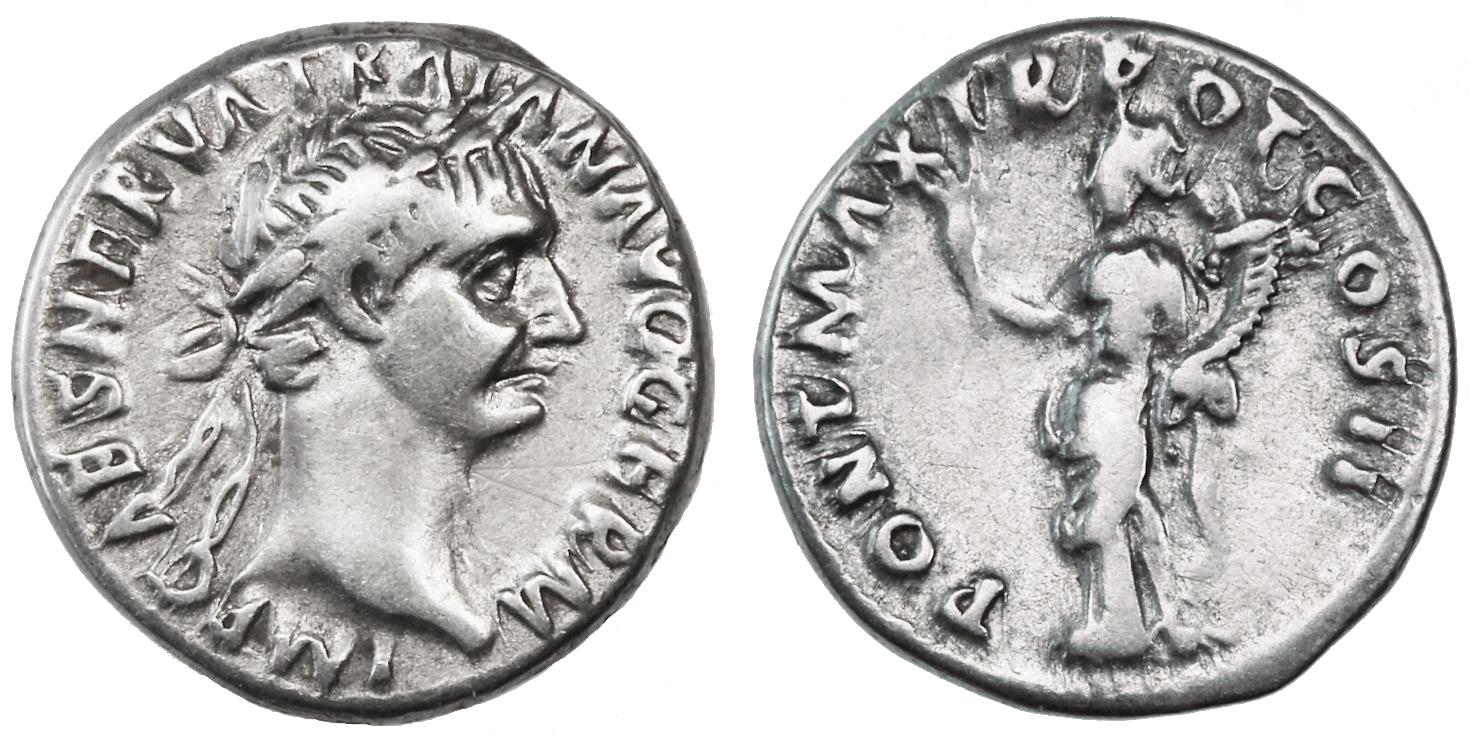 Trajan AR Denarius, Near VF, 98/99 C.E. | Roman Imperial Coins