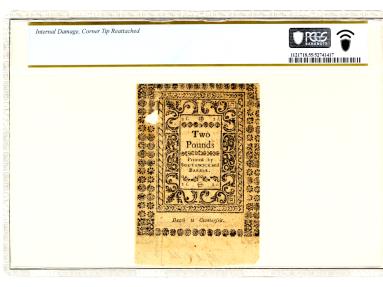 Colonial Note - Rhode Island Forty Shillings / Two Pounds, May, 1786 ...