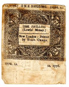 Colonial Note - Connecticut One Shilling, June 7th 1776 | US Paper Money