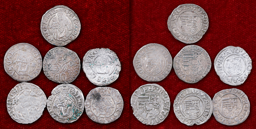 Hungary lot of 7 AR Silver Denars, Madonna and Child, Various rulers ...