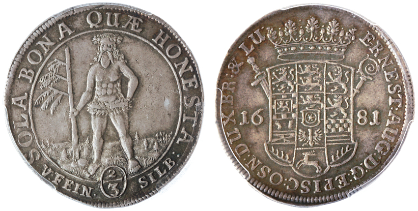 German States, Brunswick-Luneburg-Calenburg AR 2/3 Taler, Wildman, Mint ...