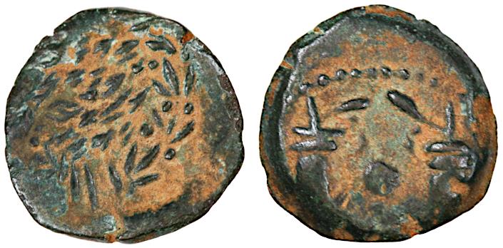 Alexander Jannaeus AE Prutah, Very Unusual style! see notes, Near EF ...