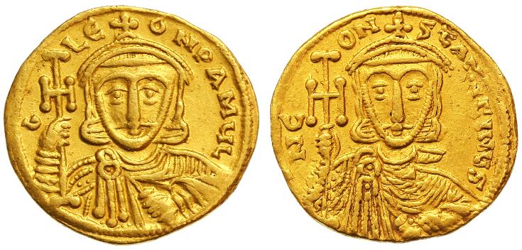 Constantine V Copronymus & Leo IV Gold AV Solidus, VF+, Circa. 741 ...