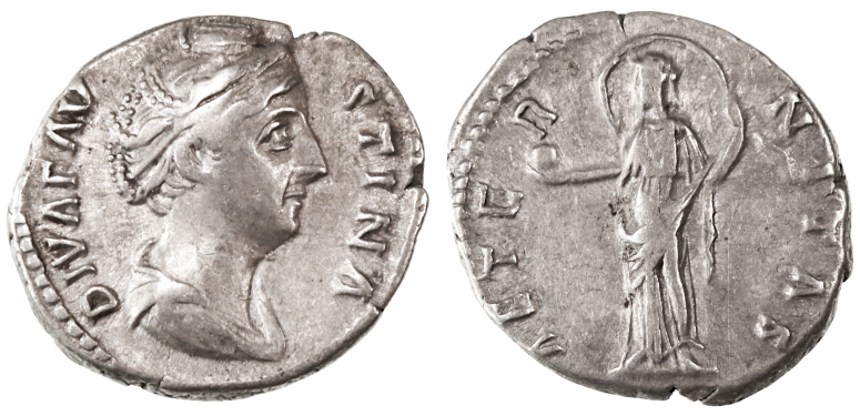 Faustina Senior AR Denarius, Very Fine, after 140 C.E. | Roman Imperial ...