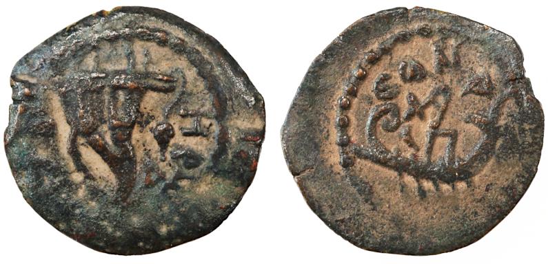 Judaea, Herod Archelaus Double AE Prutah, Very Fine, 4 B.C.E. - 6 C.E.