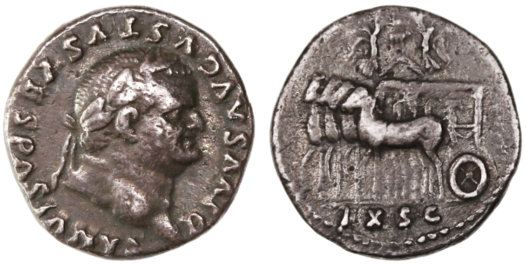 Vespasian AR Denarius, Judaea Capta, Very Fine, 80/81 C.E. | Roman ...