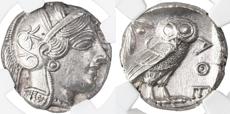 Attica, Athens AR Tetradrachm, NGC Mint State!, 440 - 404 B.C.E. - Video