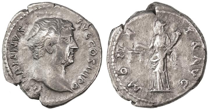 Hadrian AR Denarius, VF, 134 - 138 C.E. | Roman Imperial Coins