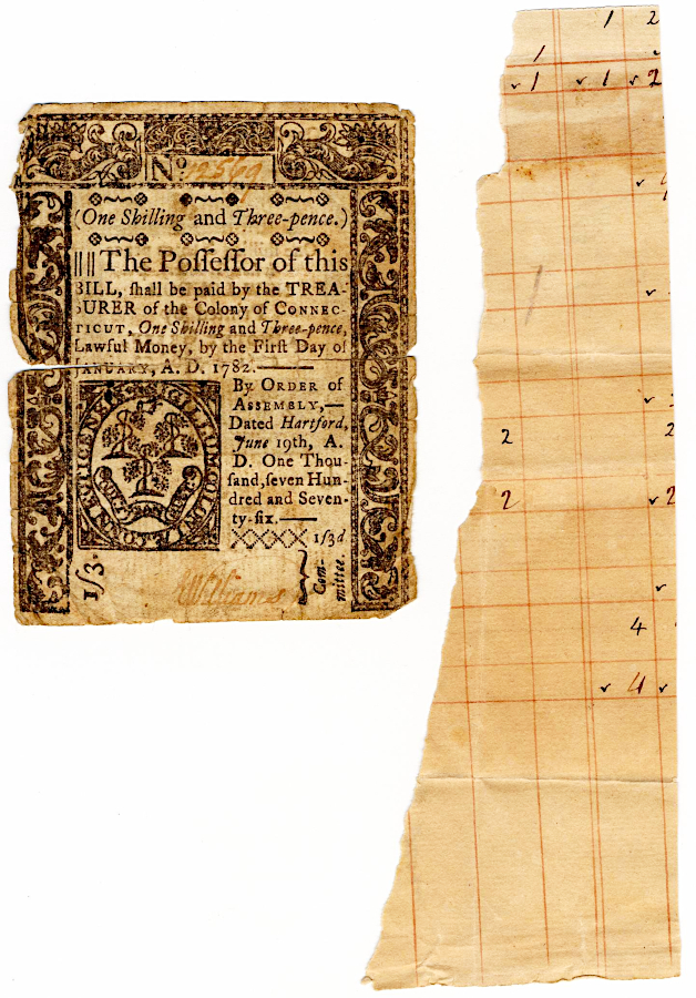 Colonial Note - Connecticut, One Shilling and Three Pence, June 19, 1776