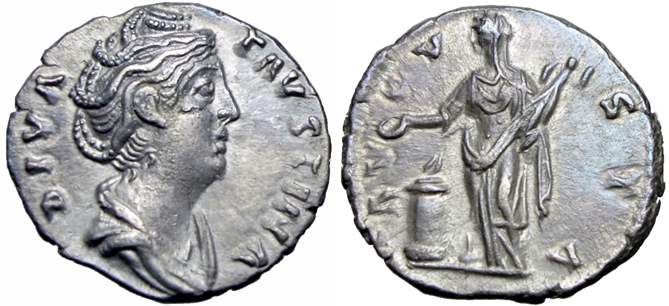 Diva Faustina I (wife of A. Pius) AR Denarius. Rome, AD 141. | Roman ...