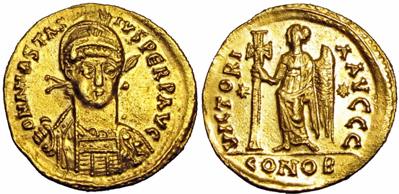 Anastasius I, 491-518. Solidus ,Thessalonica, circa 491-492.