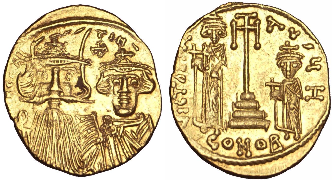 Constans II, with Constantine IV, Heraclius, and Tiberius. 641-668.