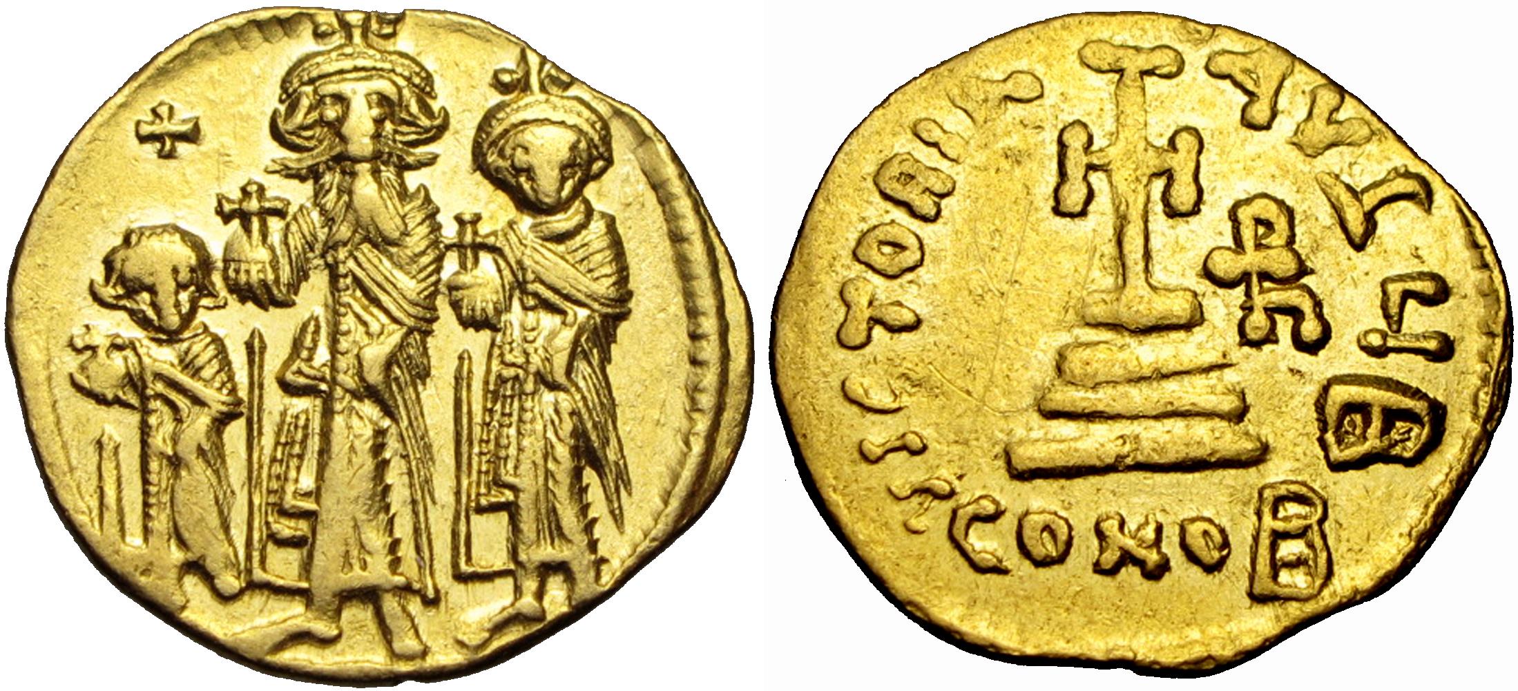 Heraclius, with Heraclius Constantine and Heraclonas. 610-641.