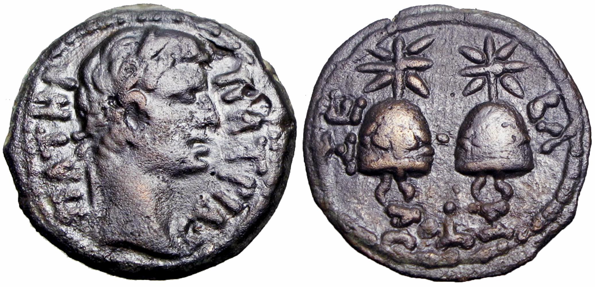 Augustus Æ Obol of Alexandria, Egypt. Circa AD 1-5.