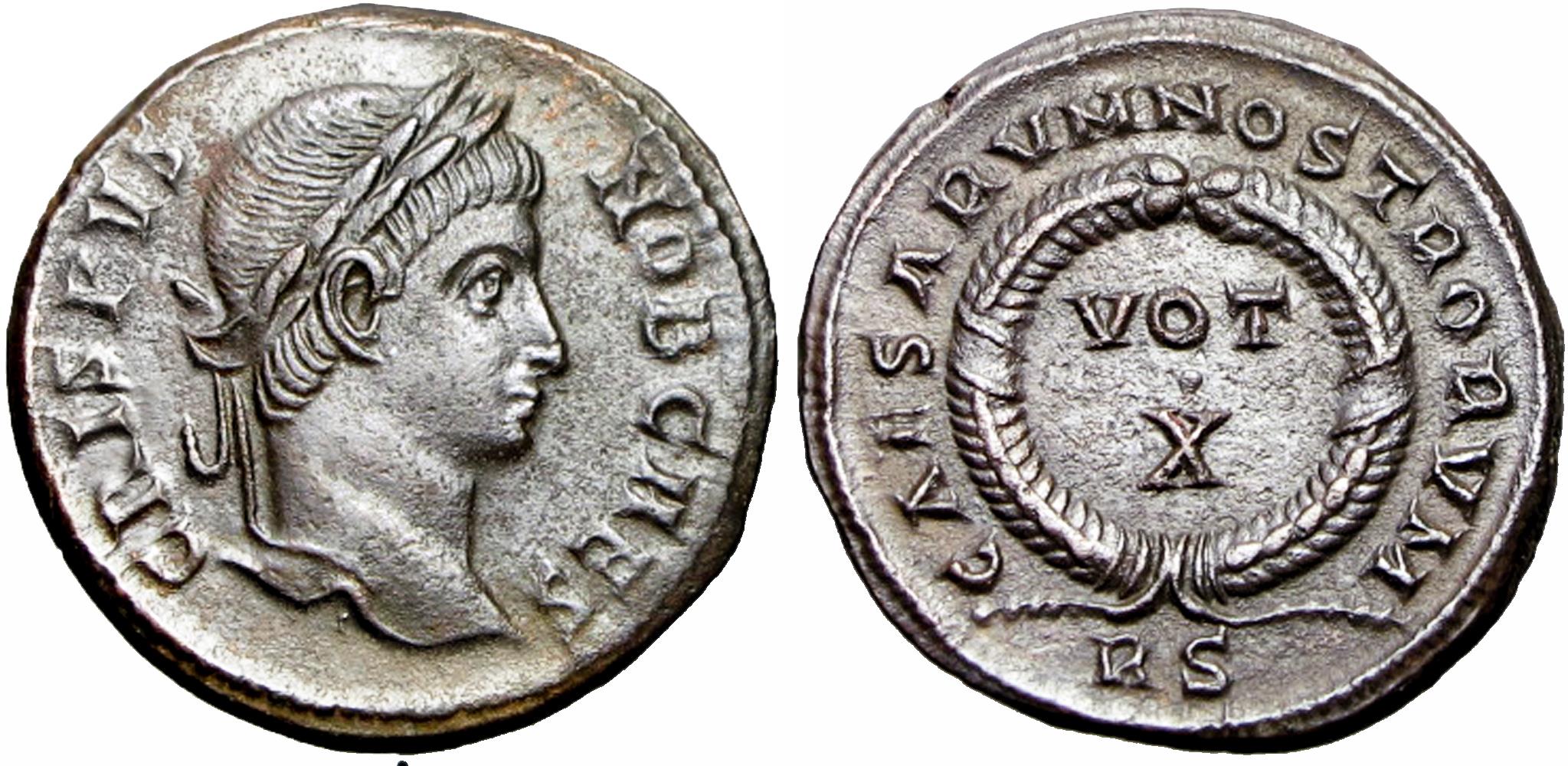 Crispus, as Caesar, Æ Nummus. Rome, AD 321. | Roman Imperial Coins