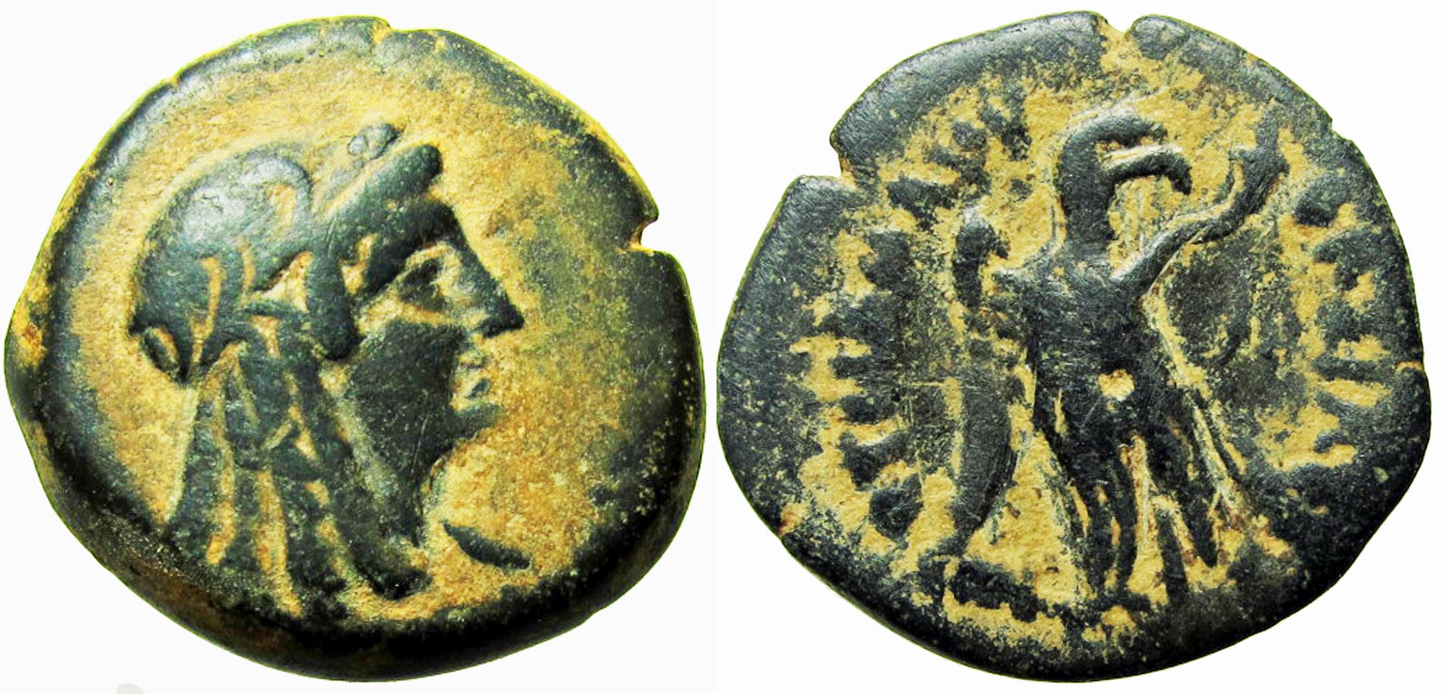 PTOLEMAIC KINGS of EGYPT. Ptolemy VI Philometor, with Kleopatra II. Second sole reign, 163-145 BC. Æ