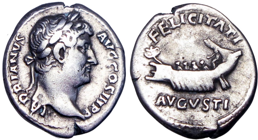 Hadrian. AD 117-138. AR Denarius. | Roman Imperial Coins