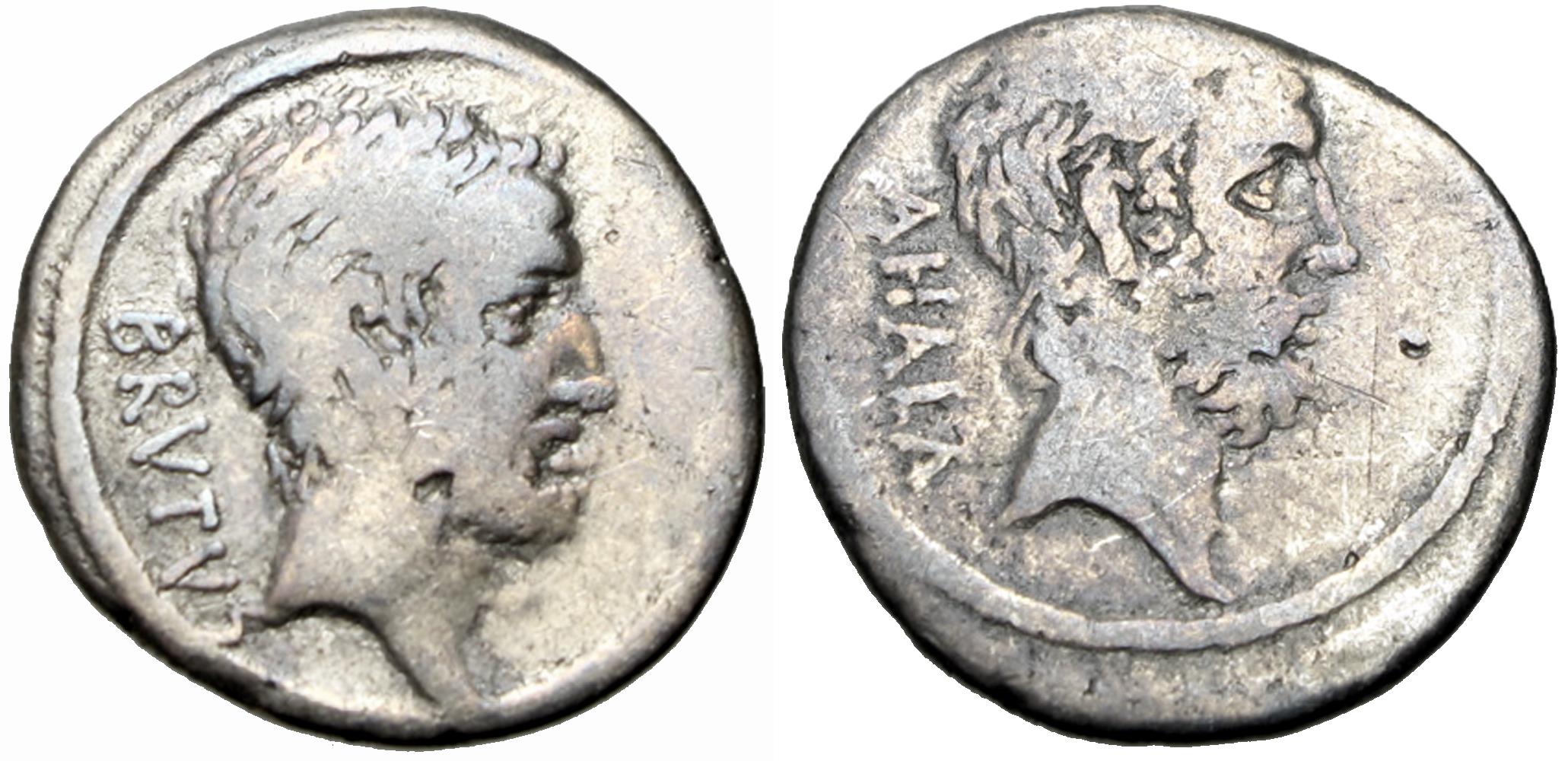 Q. Servilius Caepio (M. Junius) Brutus AR Denarius. Rome, 54 BC.