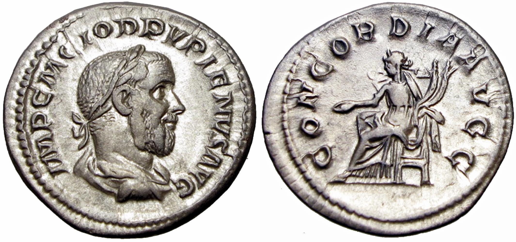Pupienus. AD 238. AR Denarius. | Roman Imperial Coins