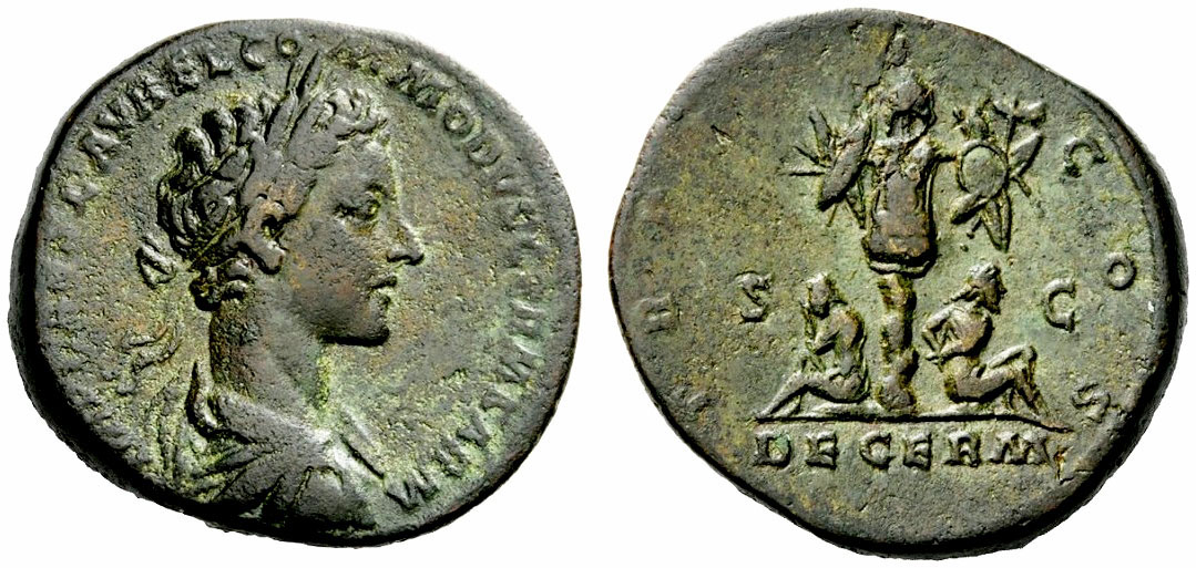 Commodus, as Caesar, Æ Sestertius. Struck under Marcus Aurelius, Rome ...