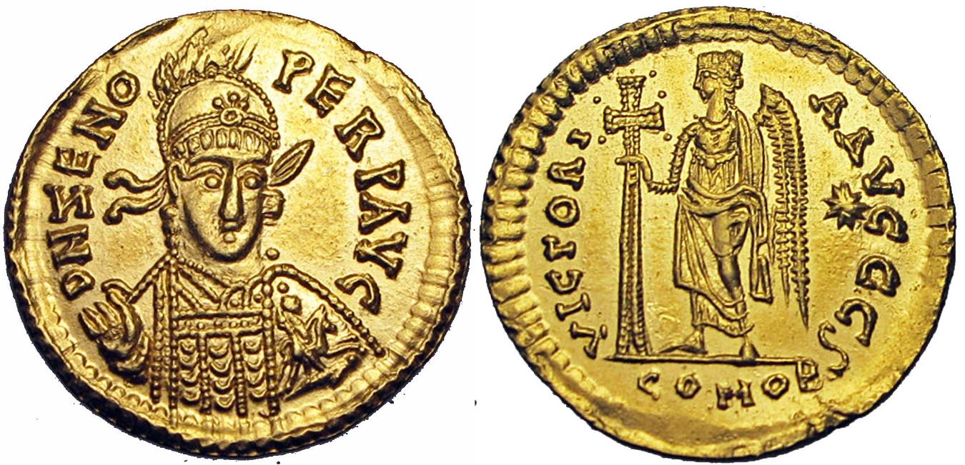 Pseudo-Imperial, Odovacar (Odoacer) AV Solidus. In the name of Zeno ...
