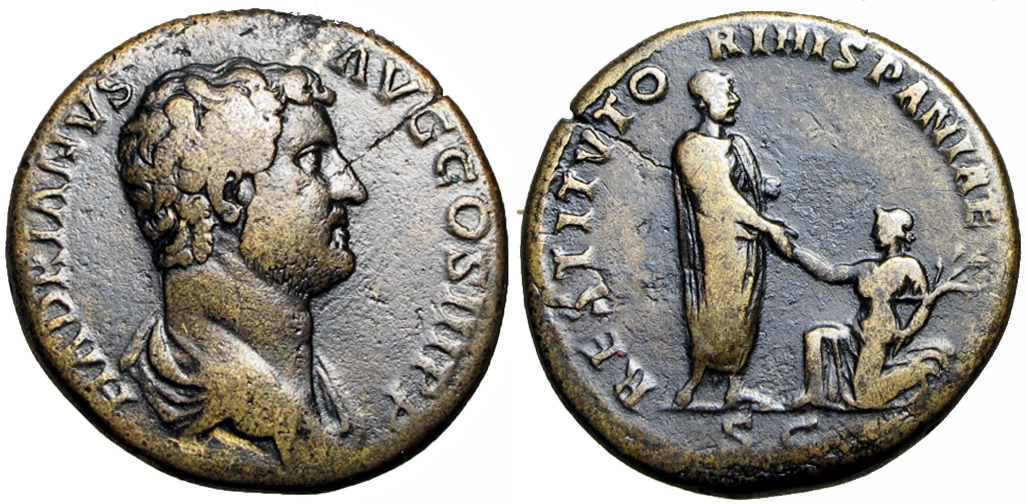 Hadrian Æ Sestertius. Rome, AD 134-138. Probably unpublished