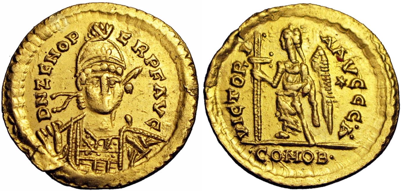 Pseudo-Imperial, Odovacar (Odoacer) AV Solidus. In the name of Zeno ...