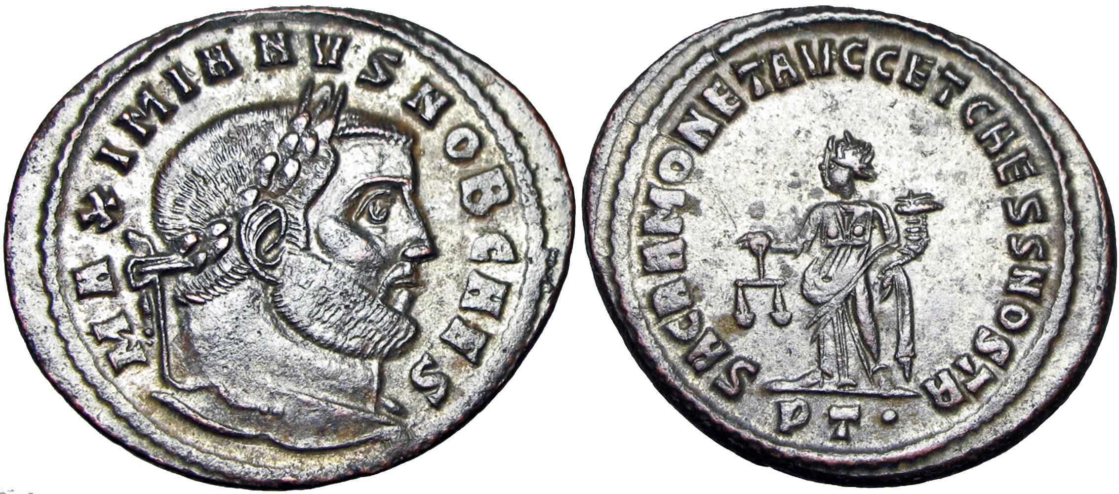 Maximianus Herculius. A.D. 286-305. Fully silvered. | Roman Imperial Coins