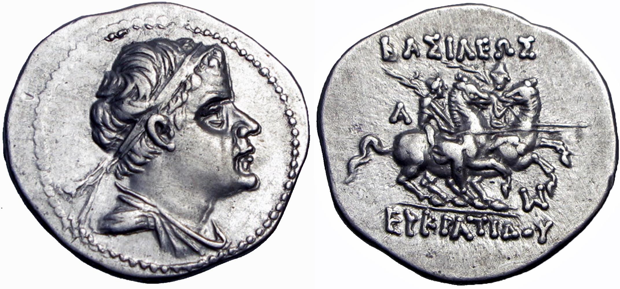 BAKTRIA, Greco-Baktrian Kingdom. Eukratides I, circa 170-145 BC.