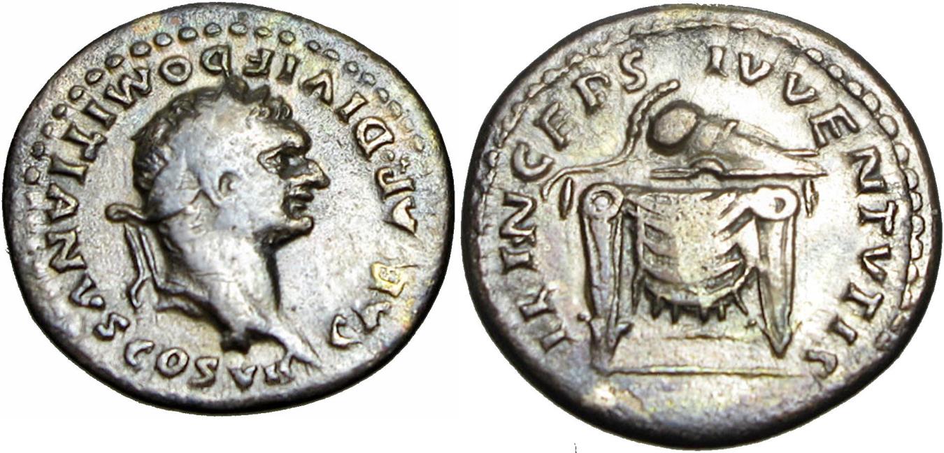 Domitian. As Caesar, AD 69-81. AR Denarius | Roman Imperial Coins