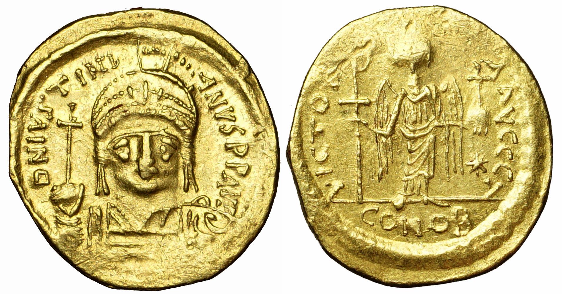 JUSTINIAN I. 527-565 AD. AV Solidus . | Byzantine Coins