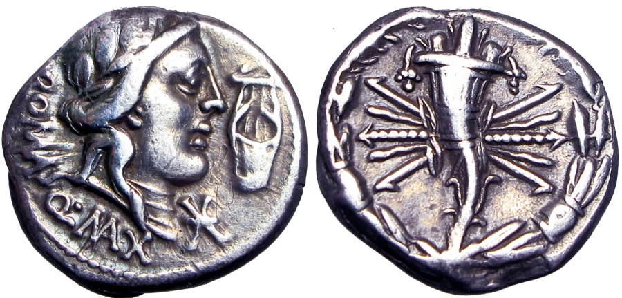 ROMAN REPUBLIC,RESTORED ISSUE OF Q. FABIUS MAXIMUS, MONEYER IN 127 BC ...