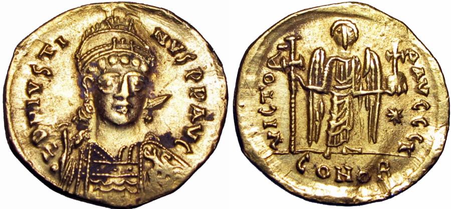 Justinian I. 527-565. AV Solidus. | Byzantine Coins
