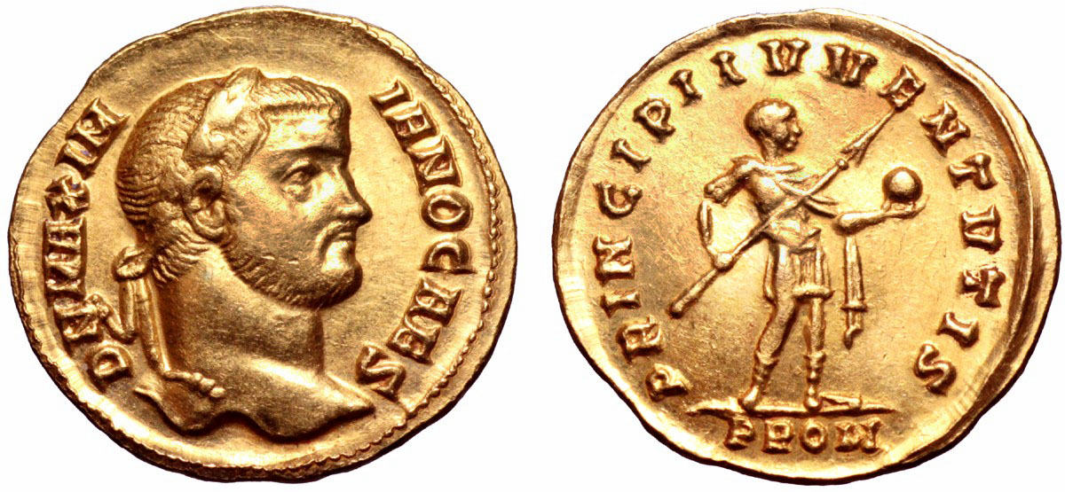 Galerius, as Caesar, AV Quinarius. Rome, AD 298-299. Ex Roma Numismatics.