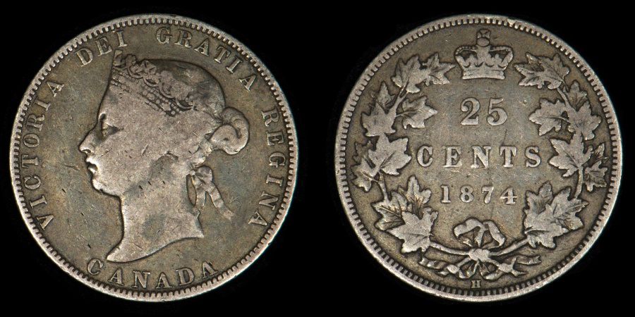 CANADA – 1874-H 25 Cents, Victoria | North & Central American and Caribbean Coins