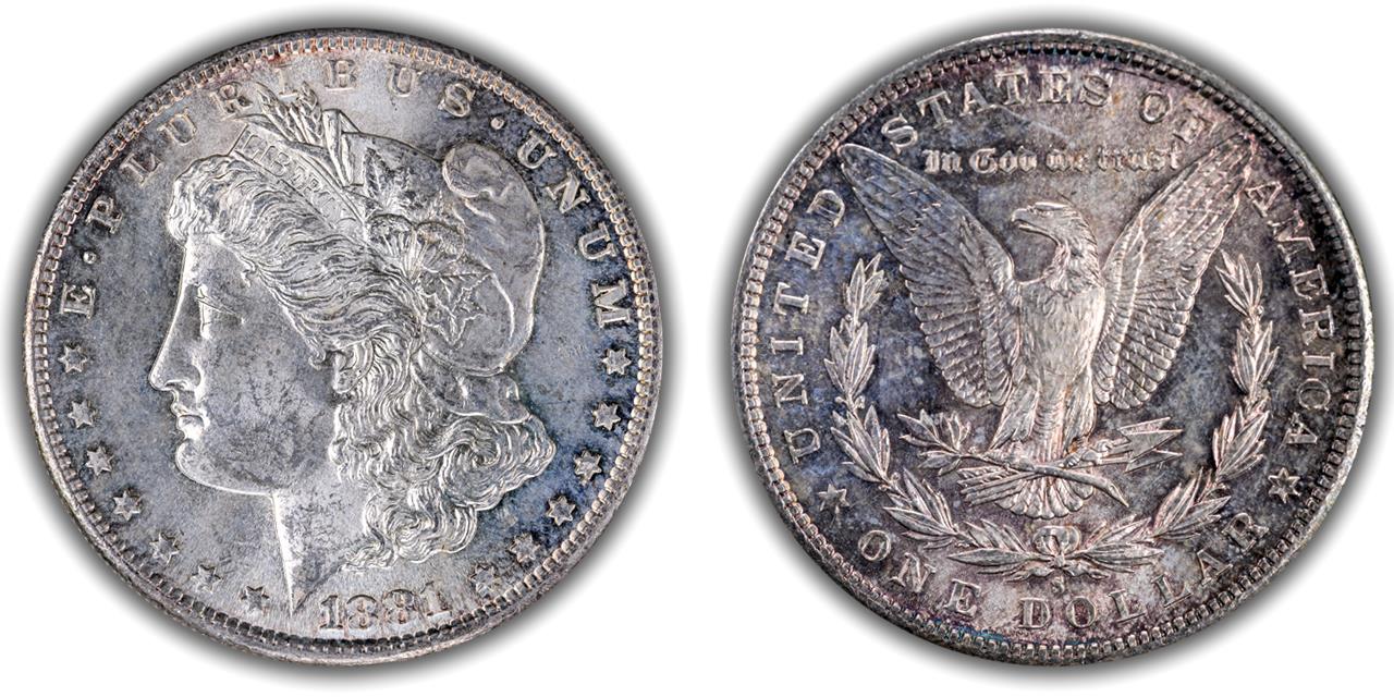 UNITED STATES - 1881-S Morgan Dollar, MS-63 | Dollars
