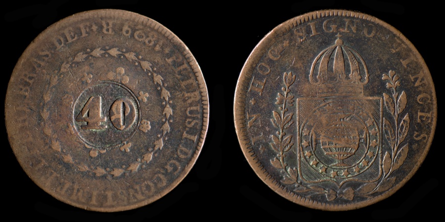 BRAZIL (1835) Countermarked 40 Reis | South American Coins