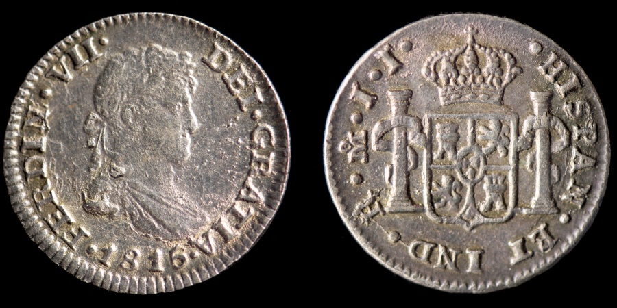 MEXICO – Spanish Colonial 1815 Mo J.J. 1/2 Real Ferdinand VII, Mexico ...