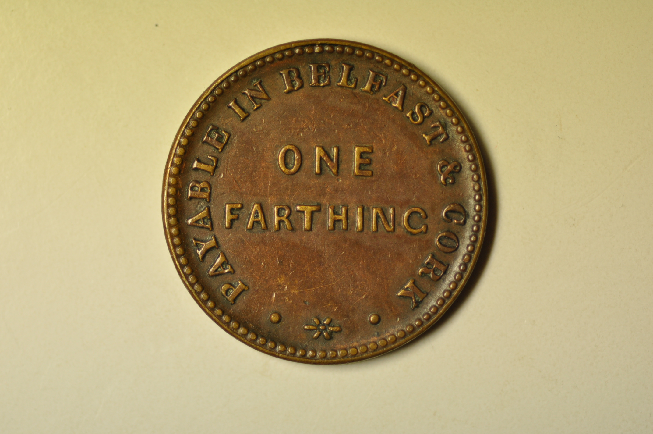 Ireland Belfast & Cork Farthing Token no date John Arnott & Co