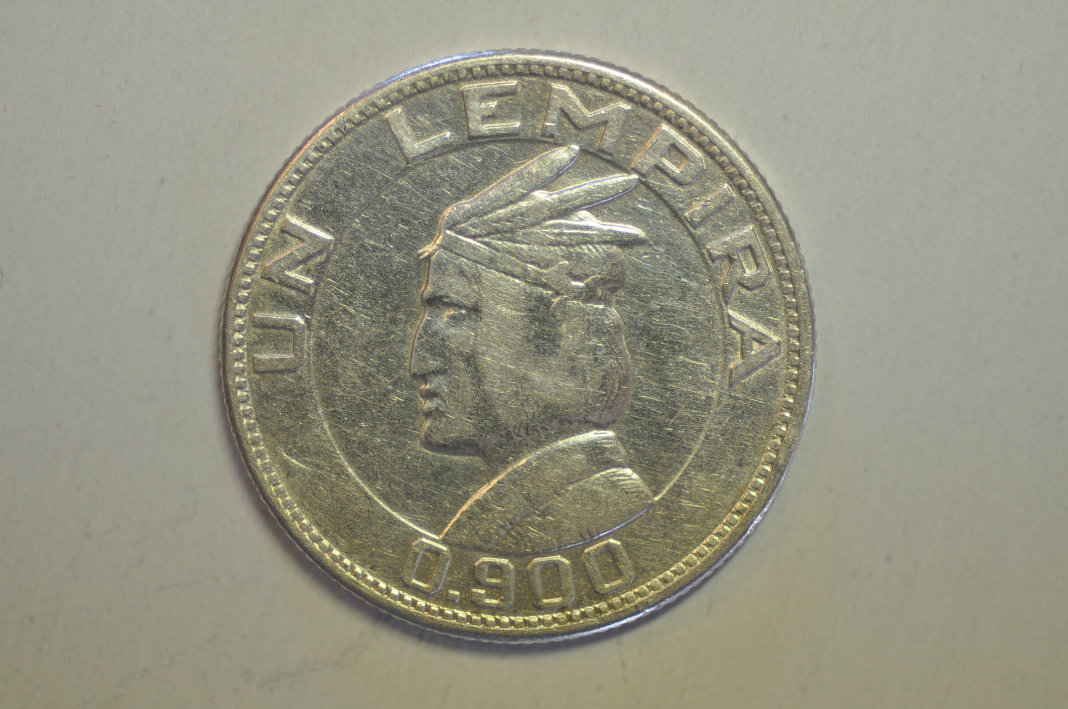 Honduras; Silver Lempira 1937 (P) Chief Lempira Philadelphia Mint