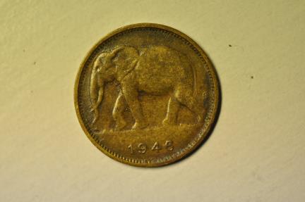 Belgian Congo; Franc 1946 African Elephant | African Coins