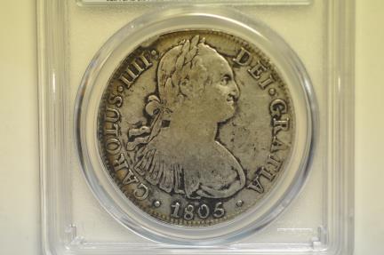 Mexico; Silver 8 Reales 1805-Mo TH PCGS VF details Chinese Chop Marks